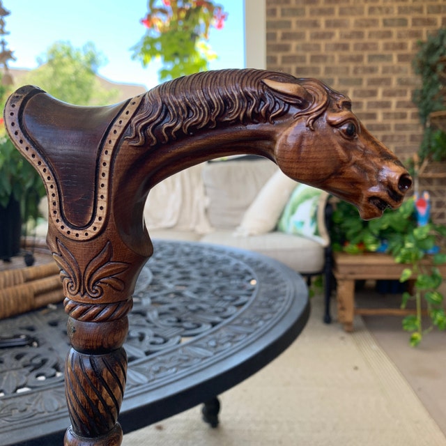 Unique Animal Carved Horse Head Cane – Carkur