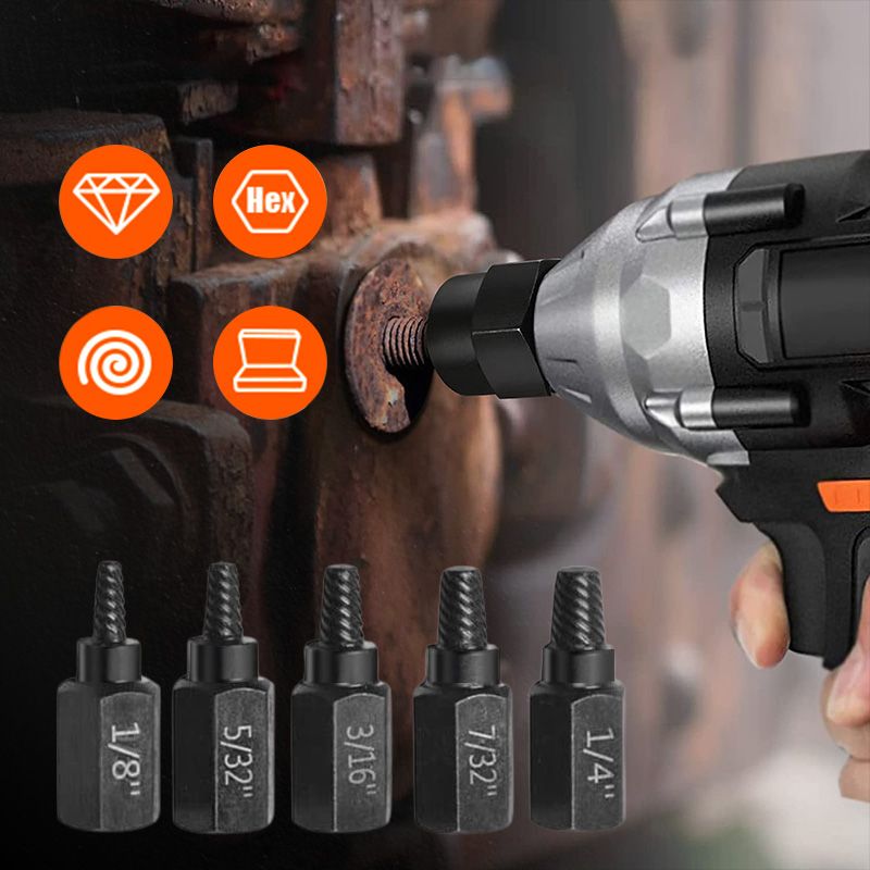 5pcs Screw and Bolt Extractor Set – Carkur